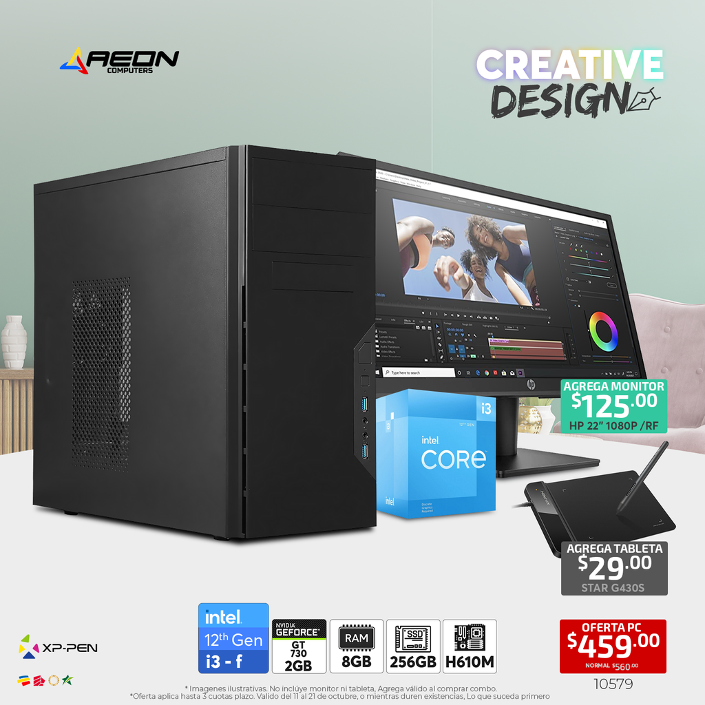 PC Creative Design, I3 12100f 12th, 8GB, GT730 2GB | AEON
