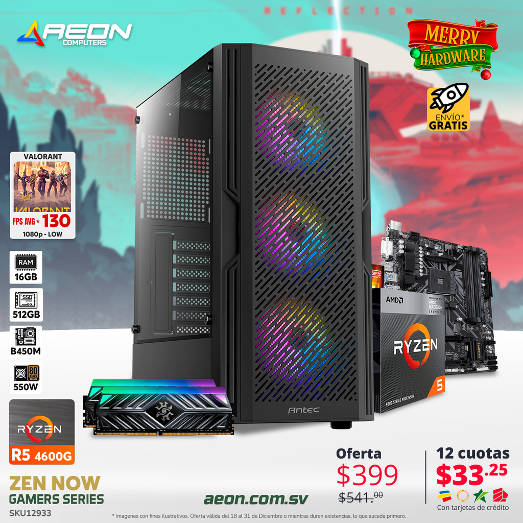 PC Zen NOW, Ryzen 5 4600G, Vega 7, 16GB DDR4 RGB, 512GB SSD, B450M ...