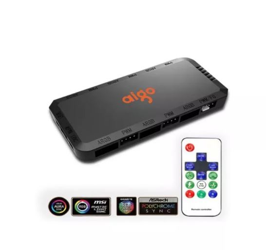 Controlador PWM Aigo APC1 , ARGB 3 pin + 6 Conectores PWM 4 pin | AEON